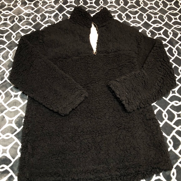 Fashion Nova | Sweaters | Black Fluffy Half Zip Pull Over | Poshmark